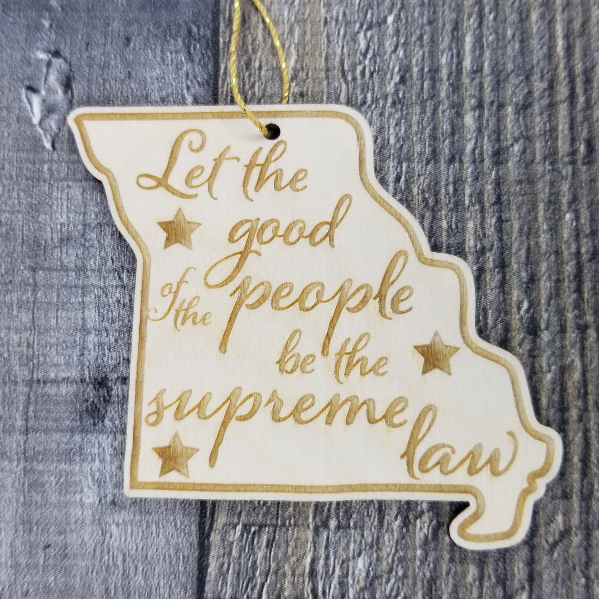 Missouri Wood Ornament - MO State Shape with State Motto - Handmade Wo ...