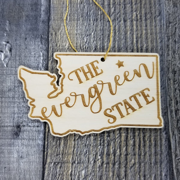 Washington Wood Ornament - WA State Shape with State Motto - Handmade ...