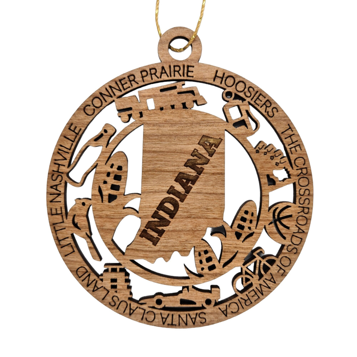 Indiana Wood Ornament - IN Souvenir - Handmade Wood Ornament Made in U ...