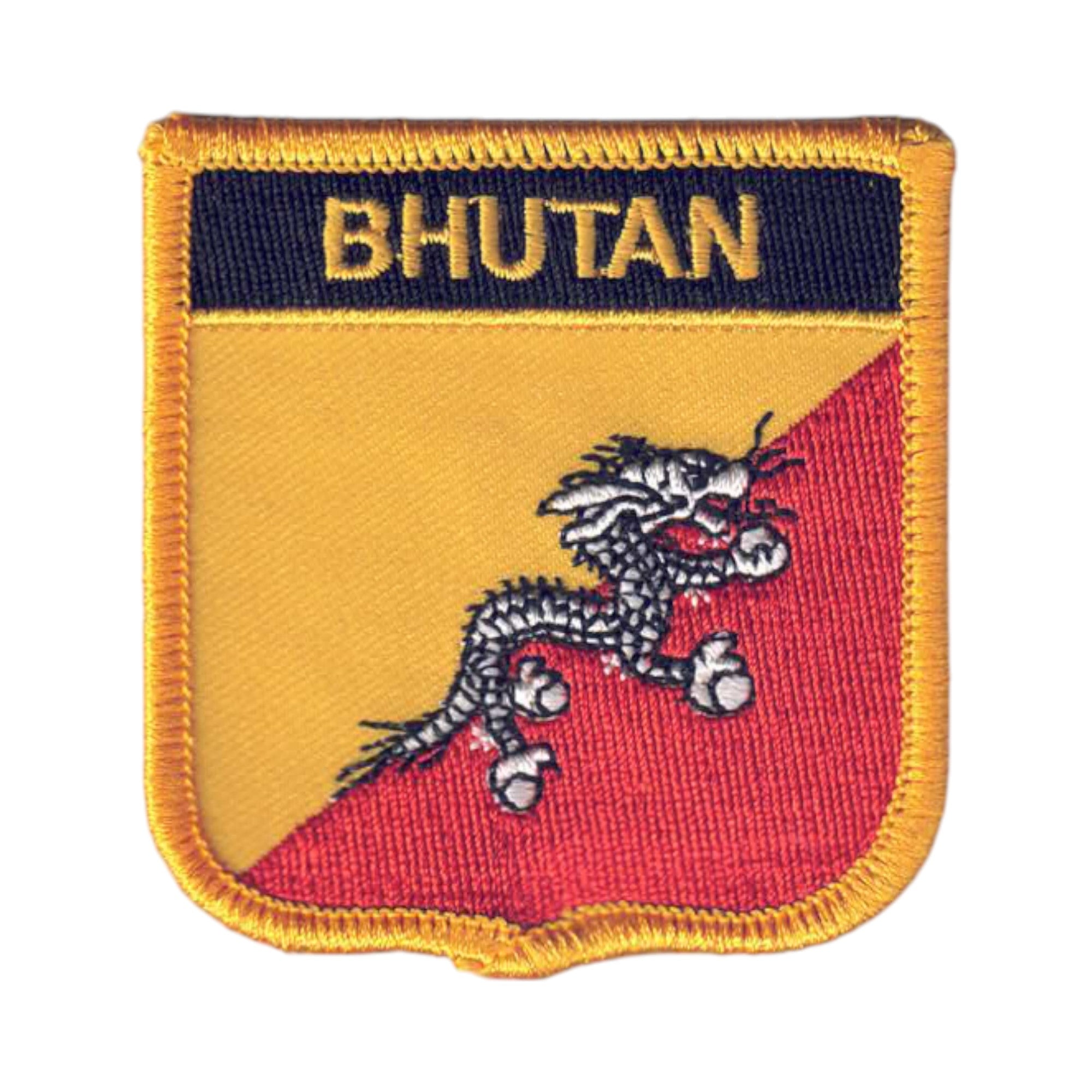 BHUTAN medium flag shield souvenir embroidered patch – Happy Wood ...
