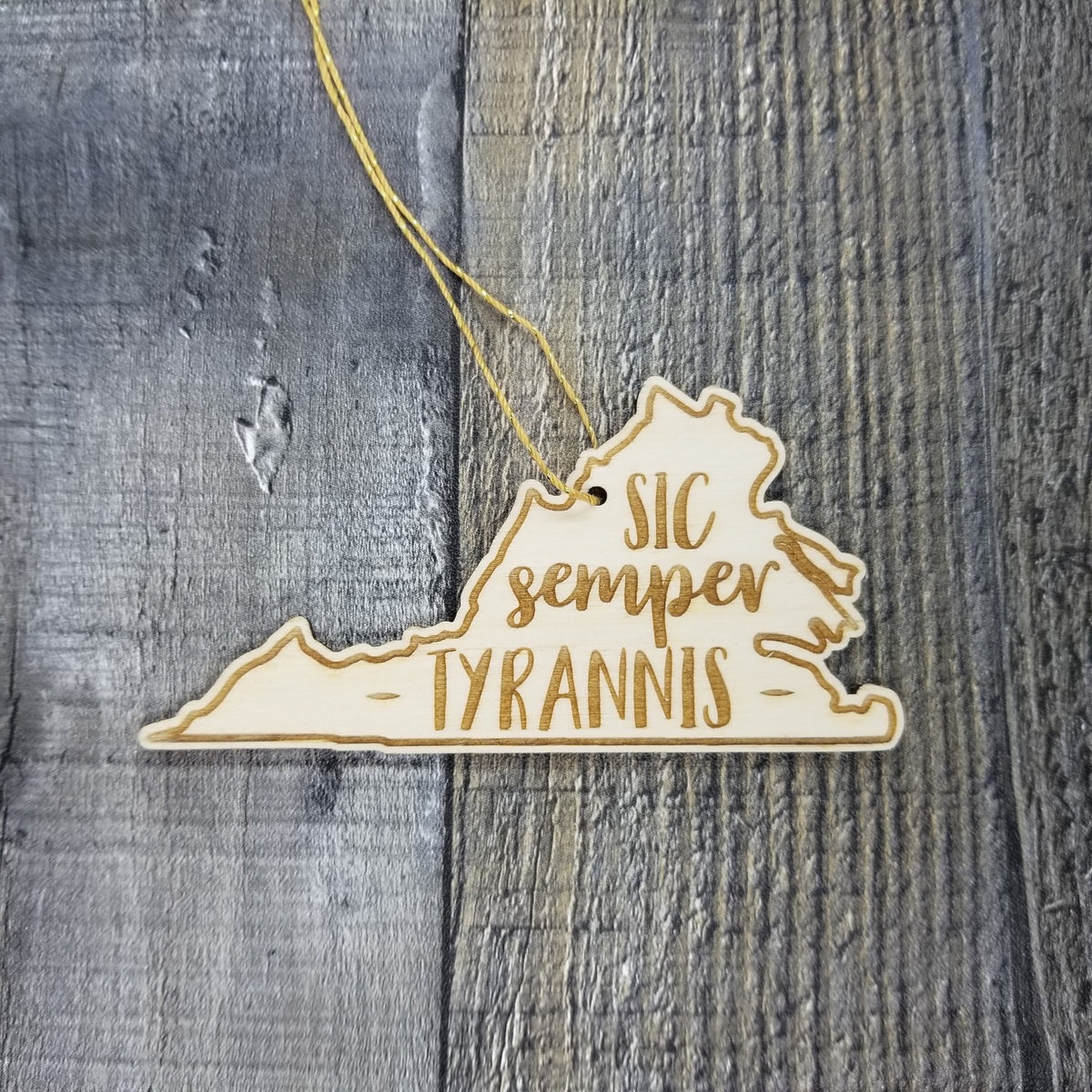 Virginia Ornament - VA State Shape with State Motto - Handmade Wood Or ...