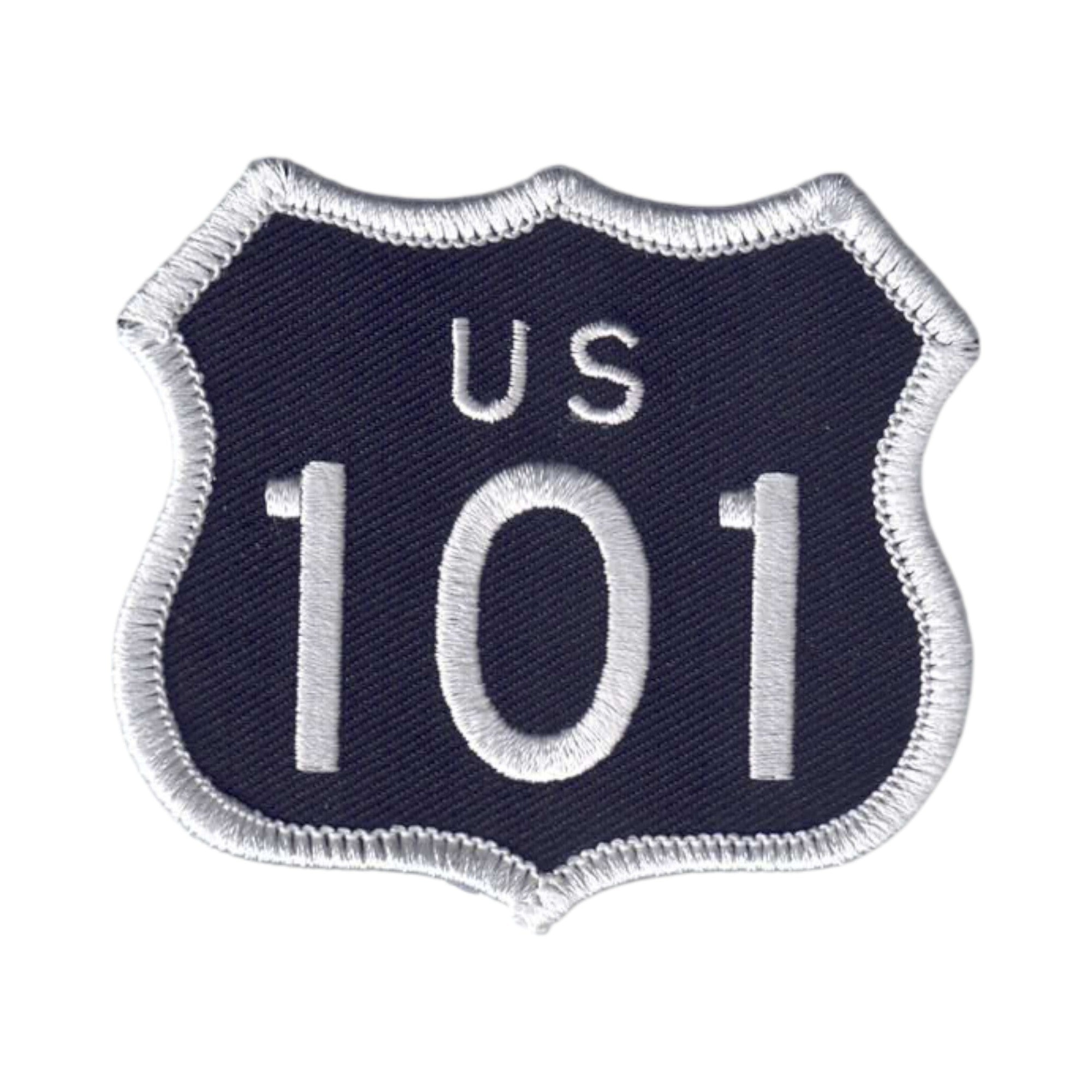 US 101 - 2.5" tall souvenir embroidered patch - White on Black. – Happy ...