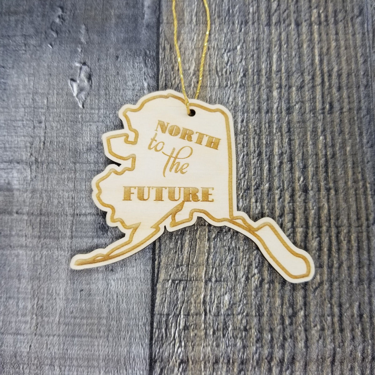 Alaska Wood Ornament - AK State Shape with State Motto - Handmade Wood ...