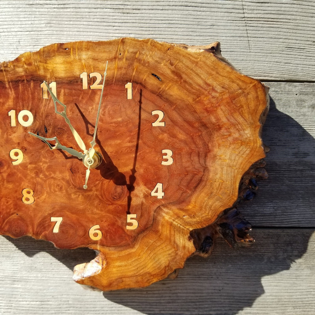 Wood Wall Clock Redwood Clock Mini Handmade Wall Hanging Rustic Weddin ...