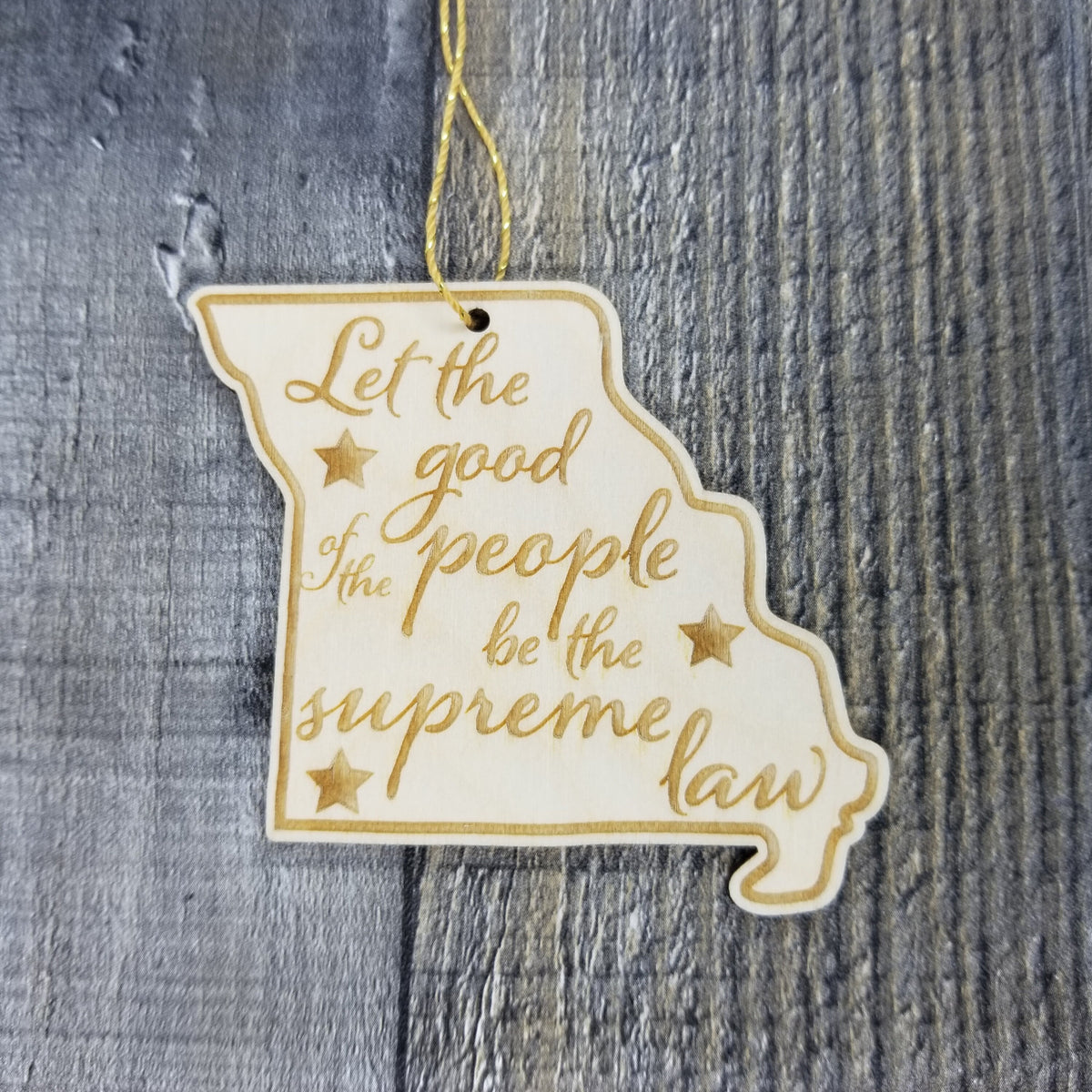Missouri Wood Ornament - MO State Shape with State Motto - Handmade Wo ...