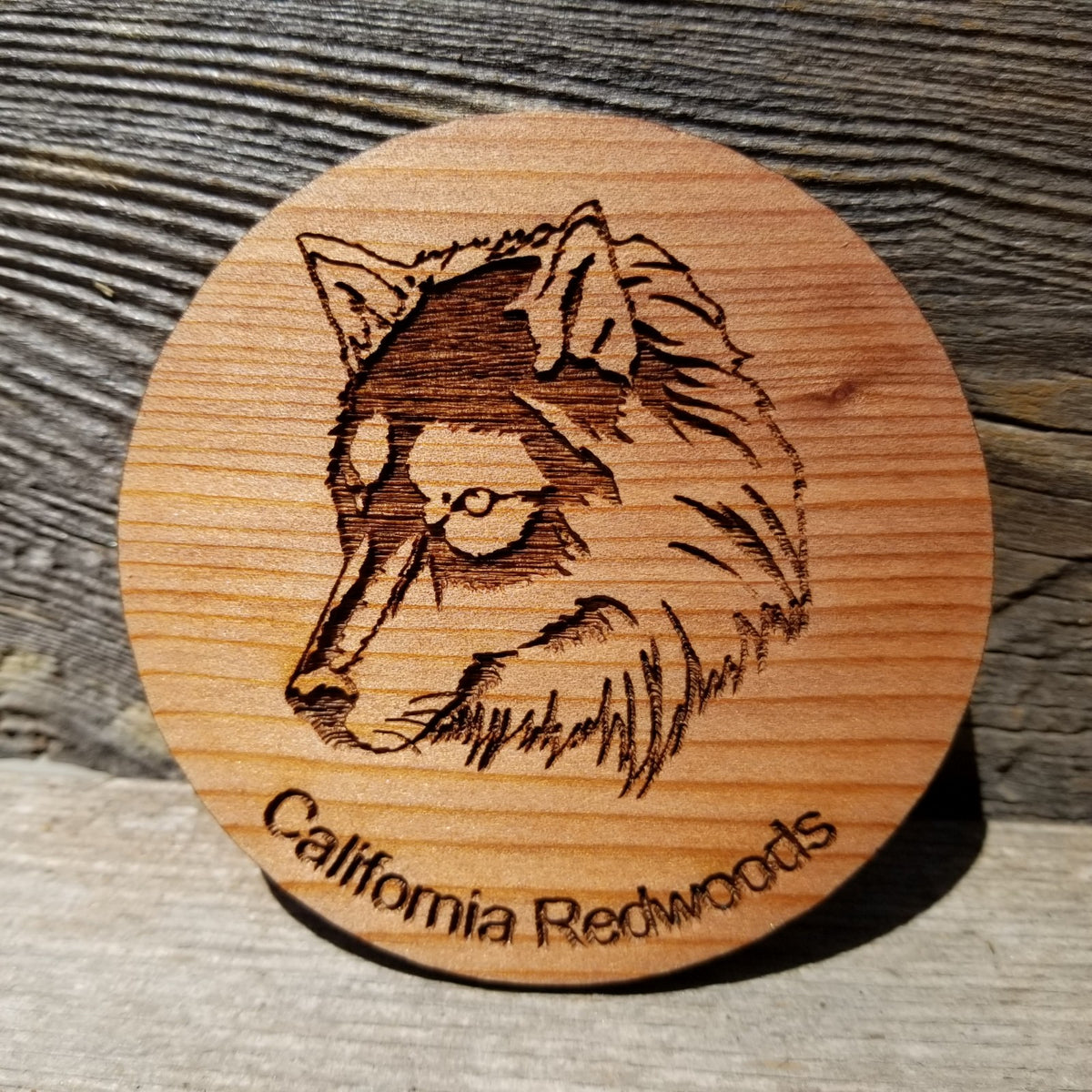 Wolf Wood Coasters - Set of 4 - California Redwood - Souvenir - Wolf H ...