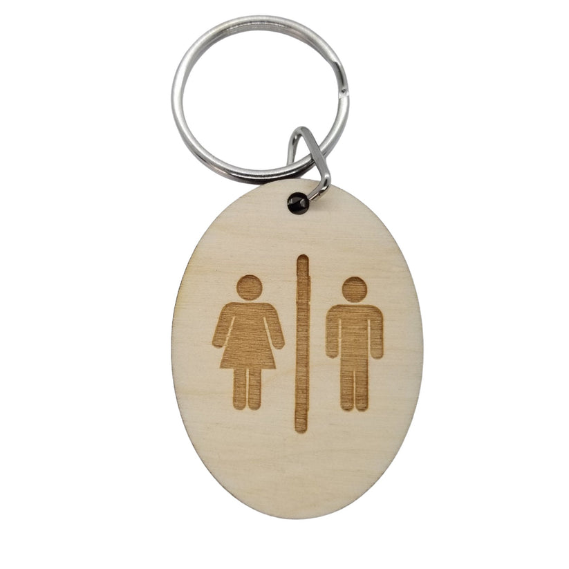 Bathroom Wood Keychain Key Ring Keychain Gift - Key Chain Key Tag Key ...