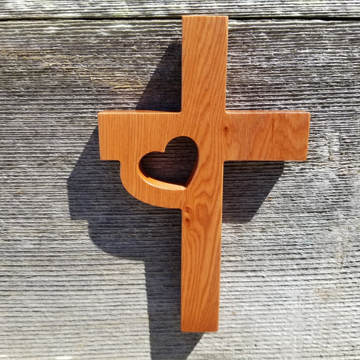 Wood Wall Cross - Wooden Cross - Wall Cross - Heart Cross 7 Inch ...