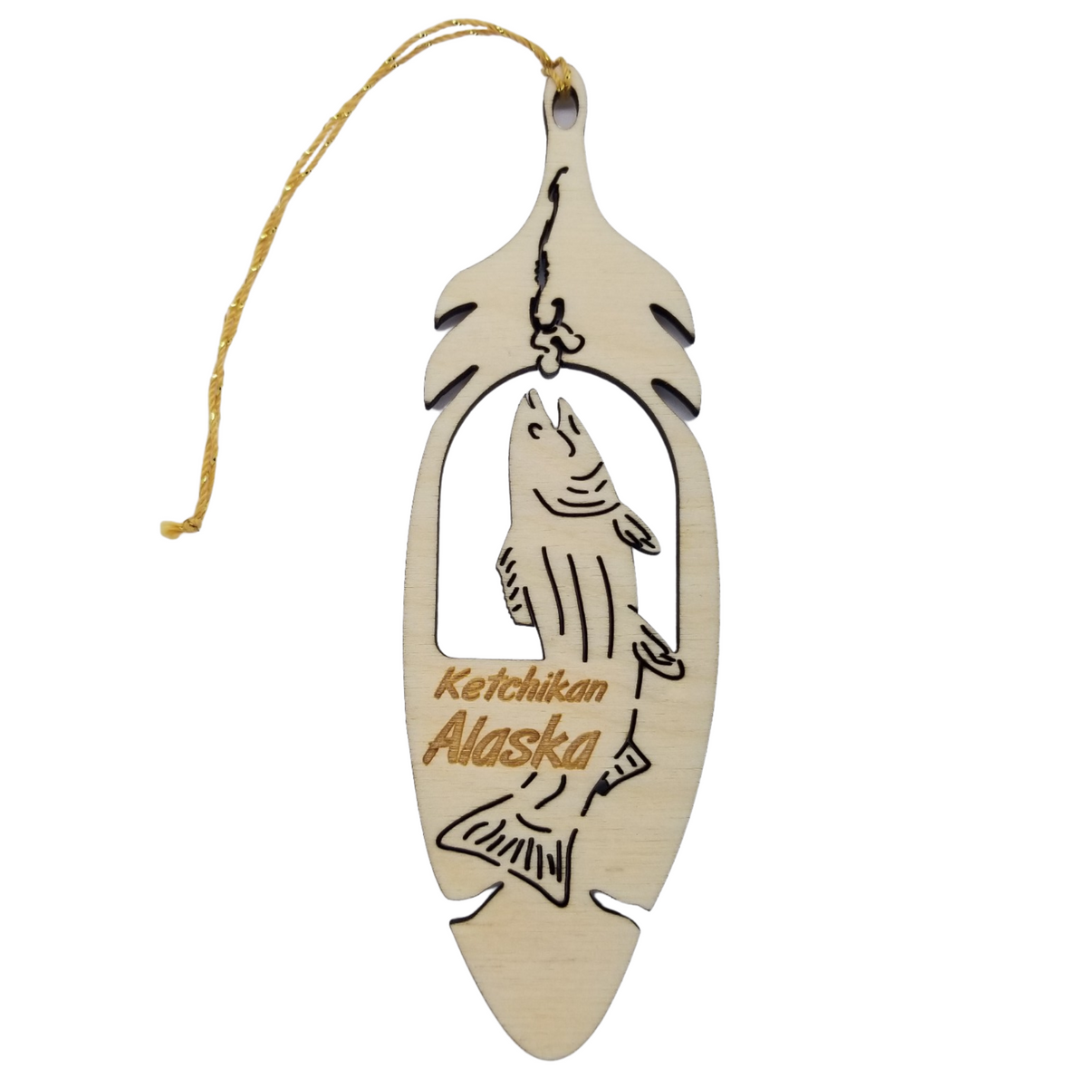 Ketchikan Alaska Fish Christmas Ornament Wood Laser Cut Handmade in US ...