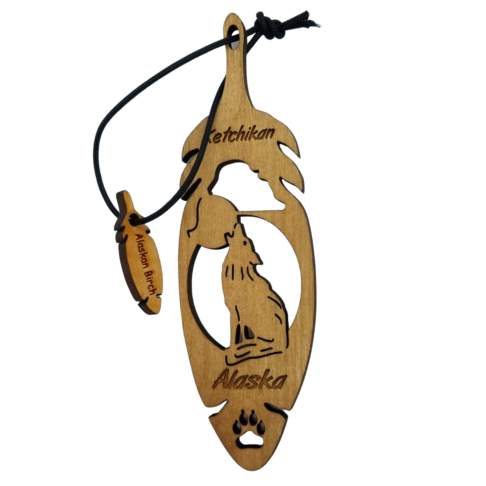 Ketchikan Alaska Wolf Christmas Ornament Wood Handmade in USA Souvenir ...