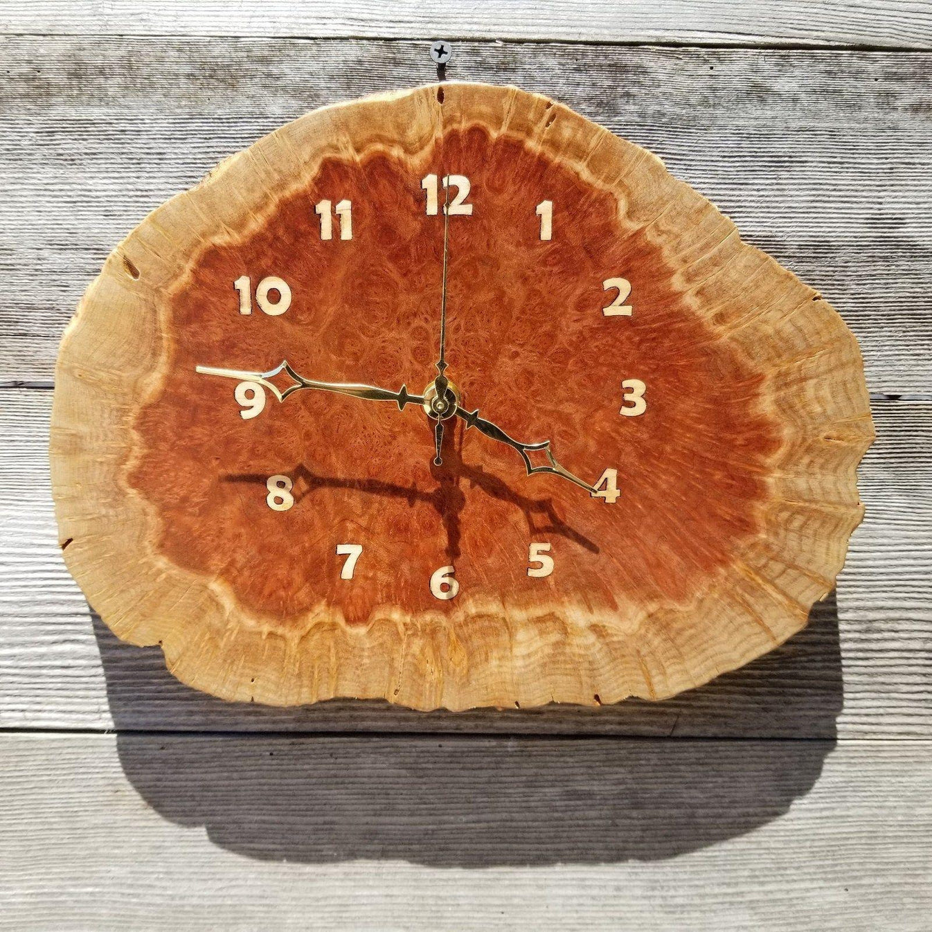 Wood Wall Clock Redwood Clock Mini Handmade Wall Hanging Rustic Weddin ...