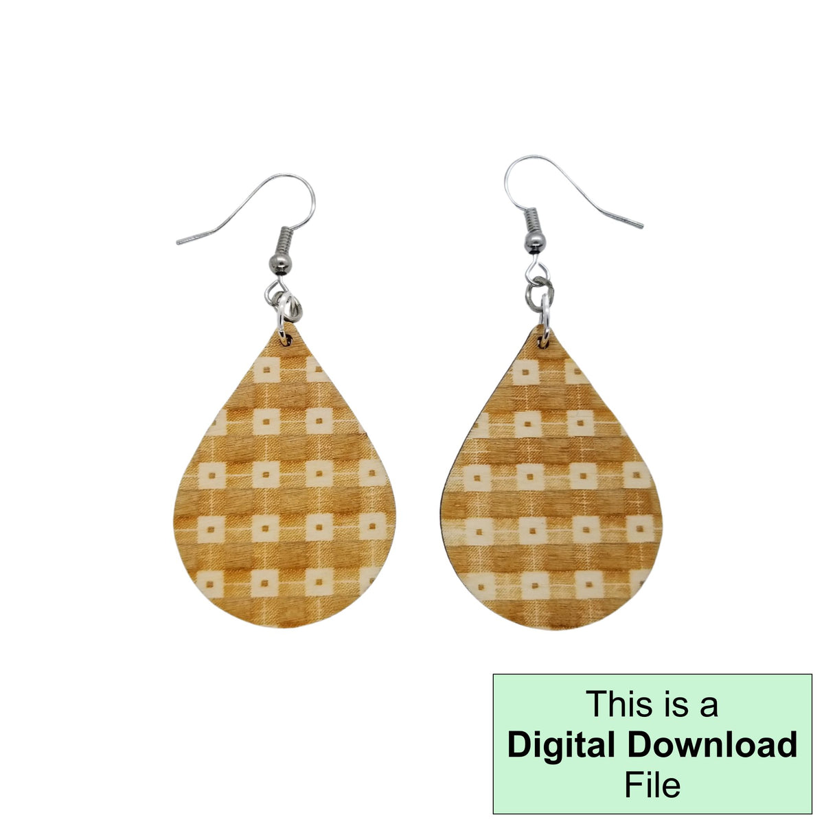 Plaid and Dot Pattern Teardrop Dangle Earrings Laser Cut and Engrave S ...