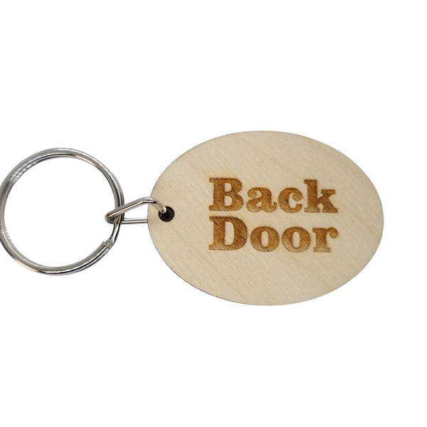 Back Door Wood Keychain Key Ring Keychain Gift - Key Chain Key Tag Key ...