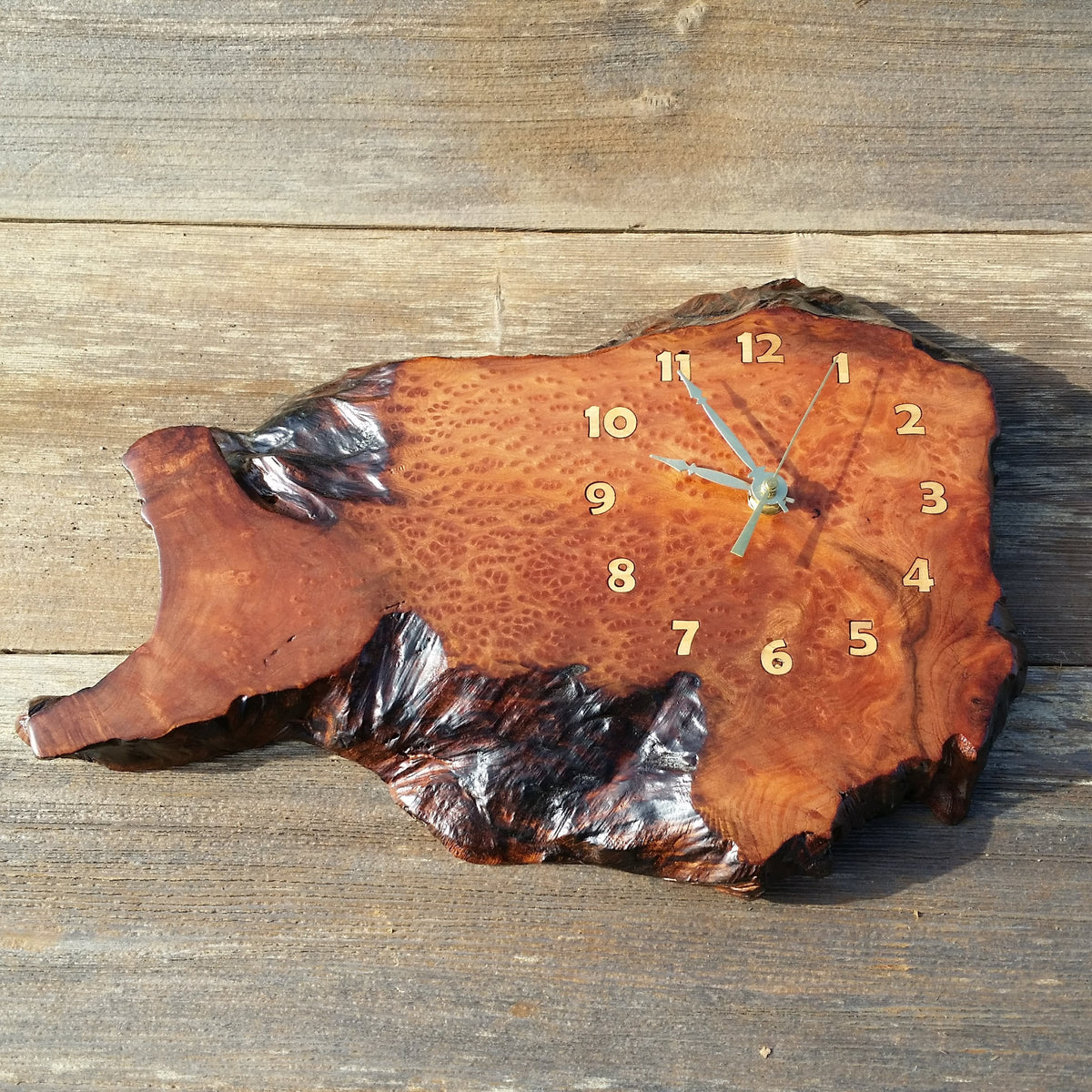Wood Wall Clock Redwood Clock Mini Handmade Rustic Home Decor #16 – Happy Wood Products